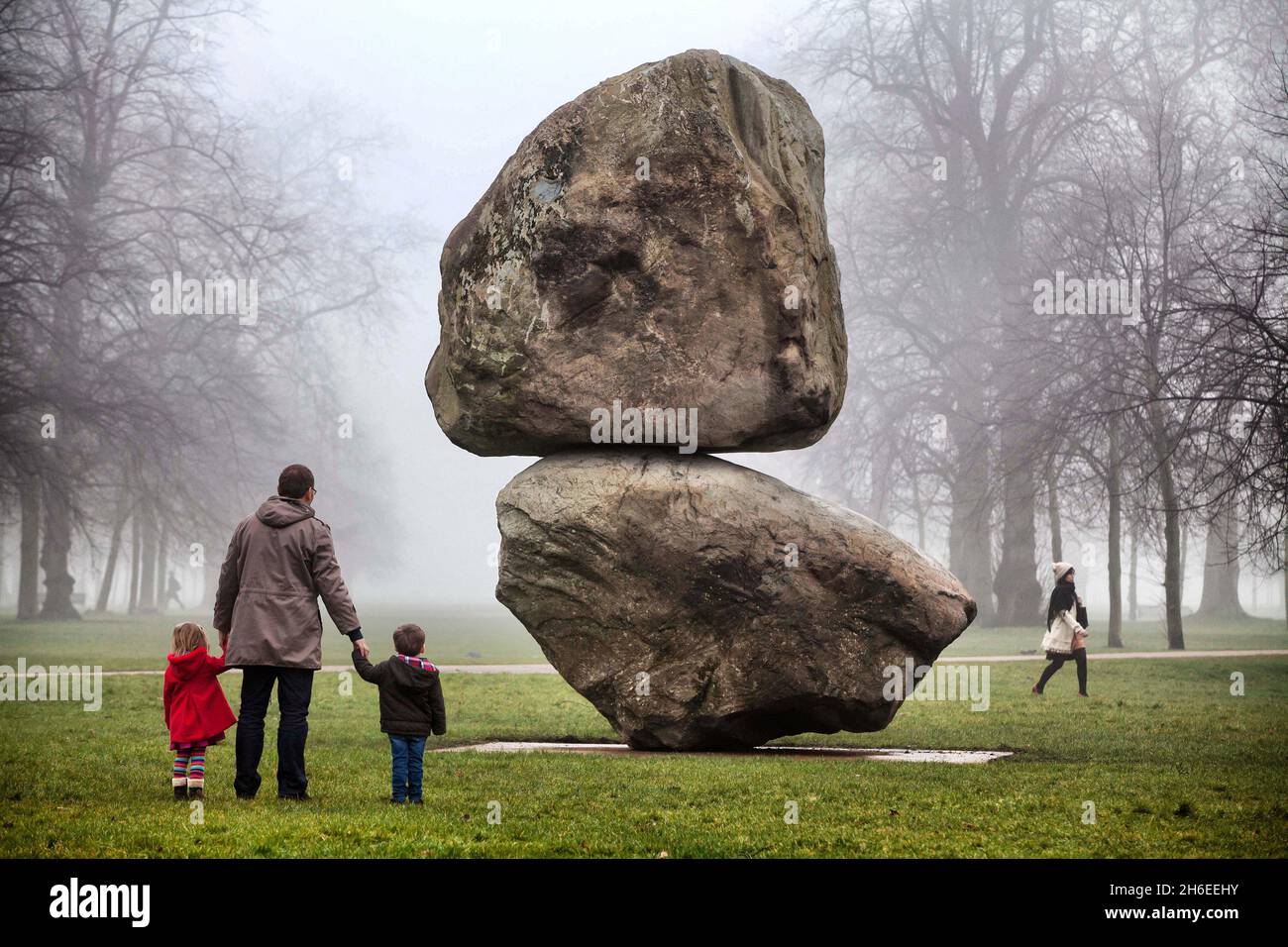 A general view of a giant boulder sculpture by Peter Fischli and David ...