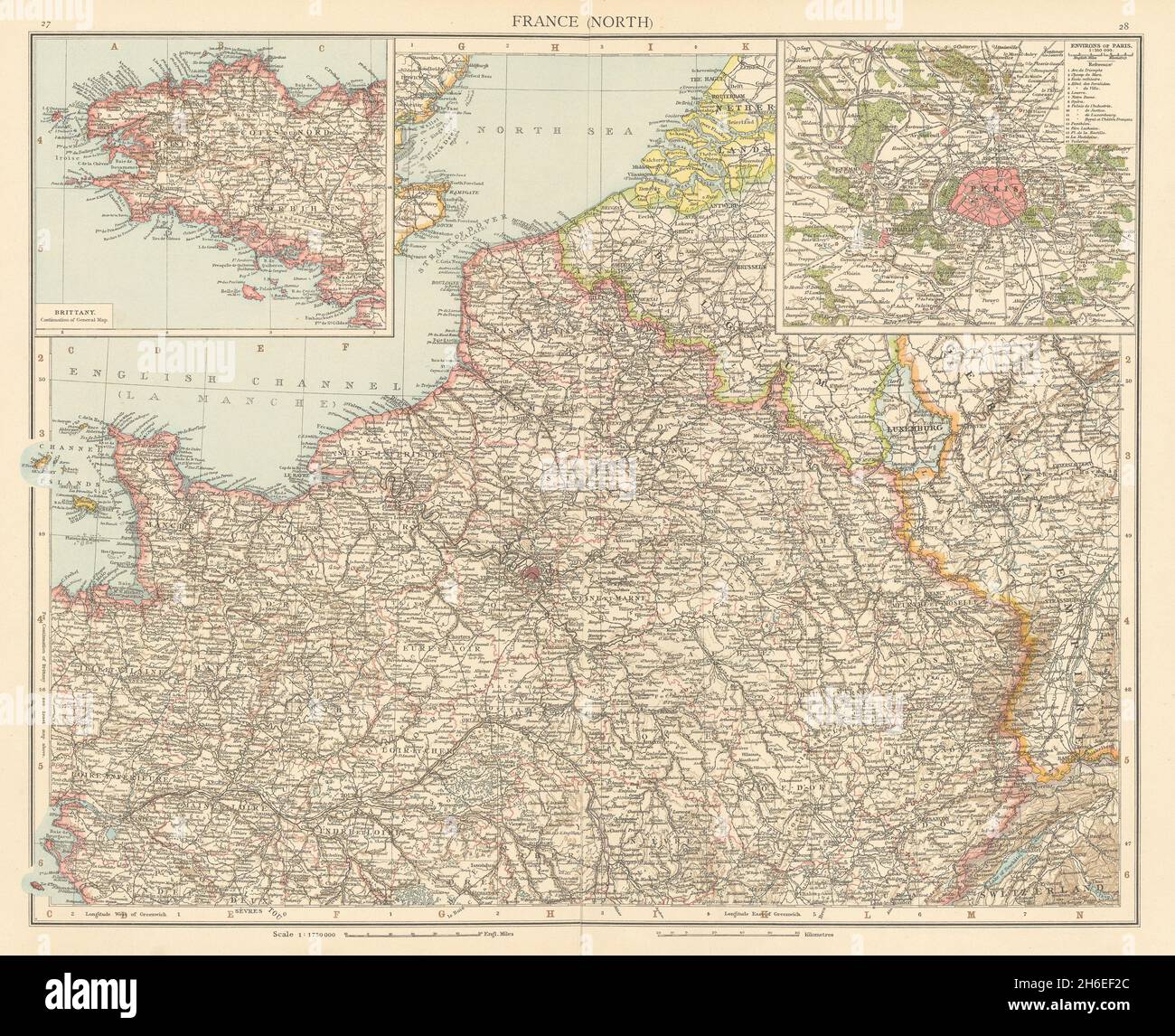 France (North). Paris environs. THE TIMES 1895 old antique map plan ...