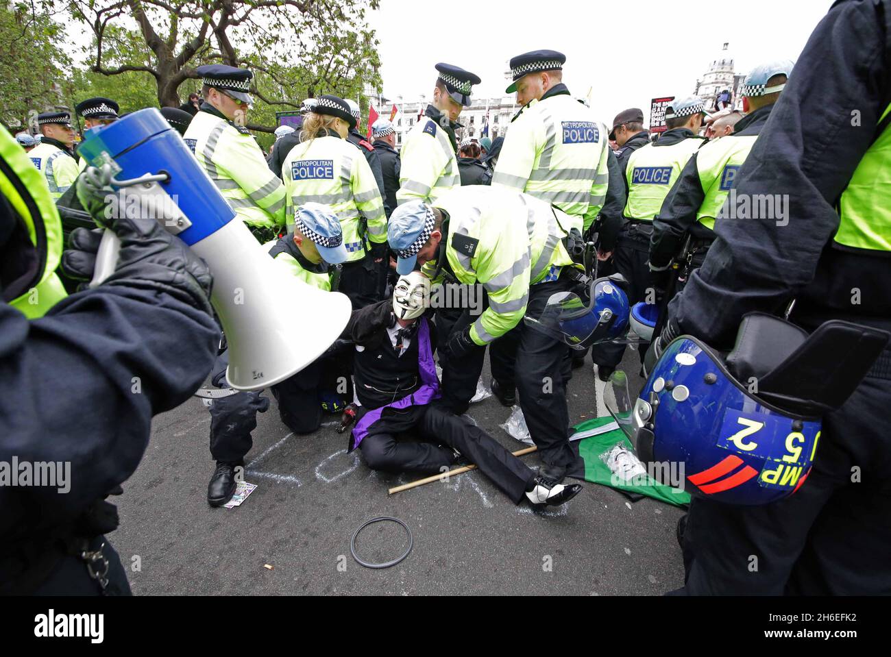 Anti Fascists hold a counter rally against the BNP in central London ...