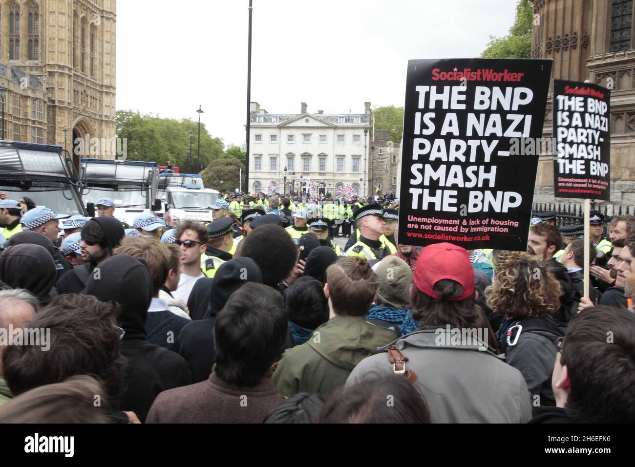 Anti Fascists hold a counter rally against the BNP in central London ...