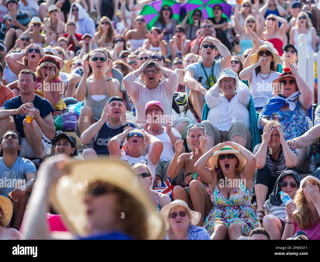 Fans on Murray Mound during the Wimbledon tennis final. Great Britain's ...