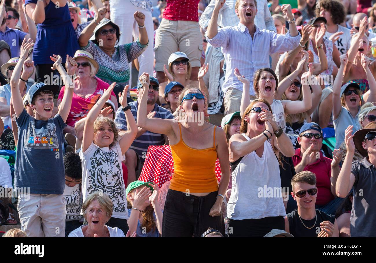 Fans on Murray Mound during the Wimbledon tennis final. Great Britain's ...