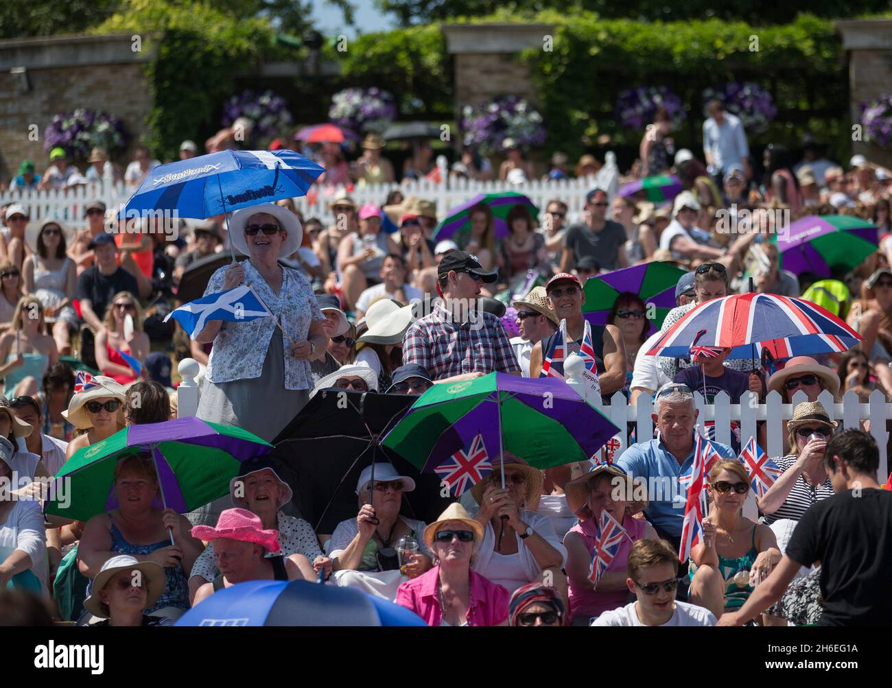 Fans on Murray Mound during the Wimbledon tennis final. Great Britain's ...