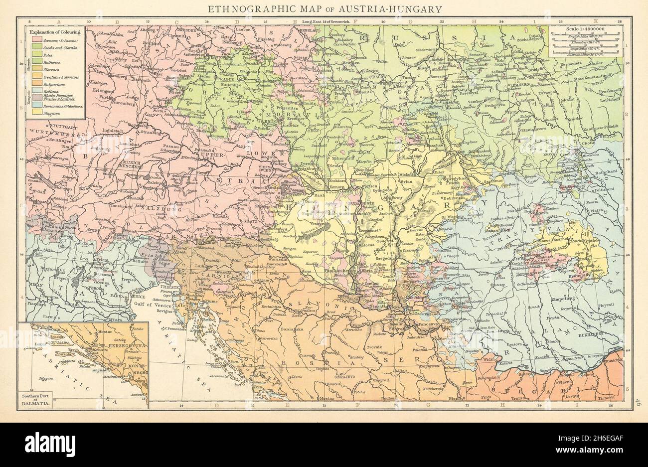 Austria-Hungary Ethnographic map. Magyars Germans Slovenes Poles TIMES ...