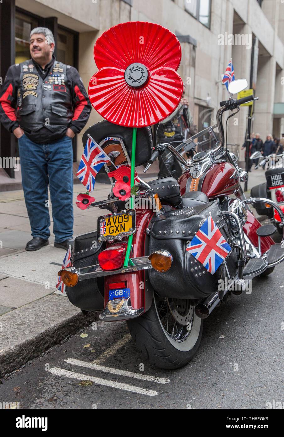 A group of motor cyclists show their respect by the Field of ...