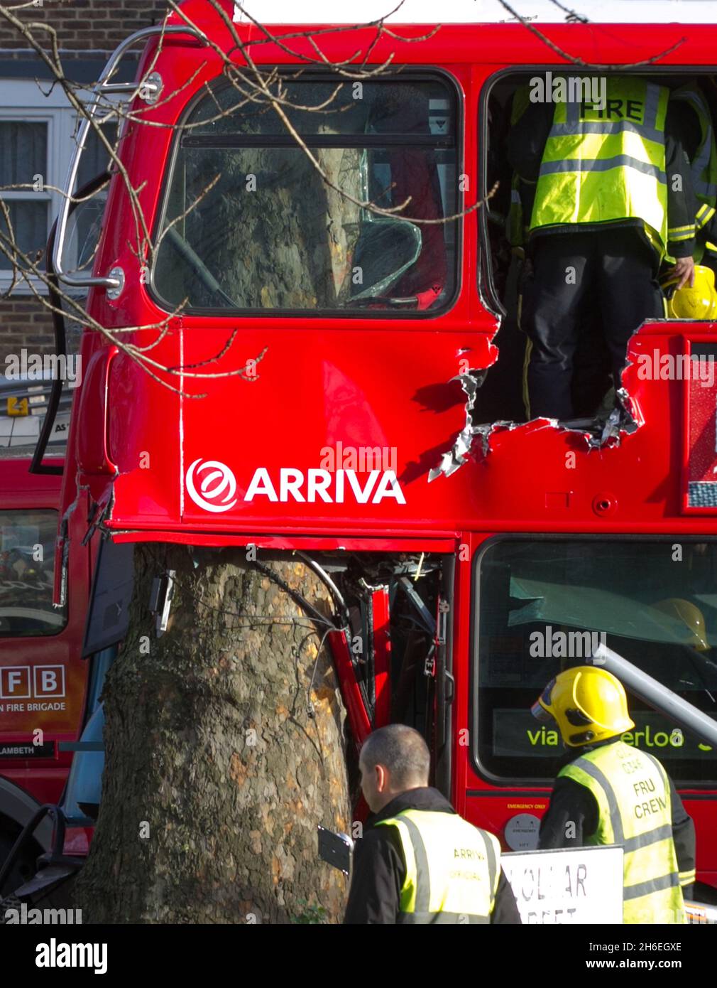 A London bus has crashed into a tree in Kennington injuring several ...