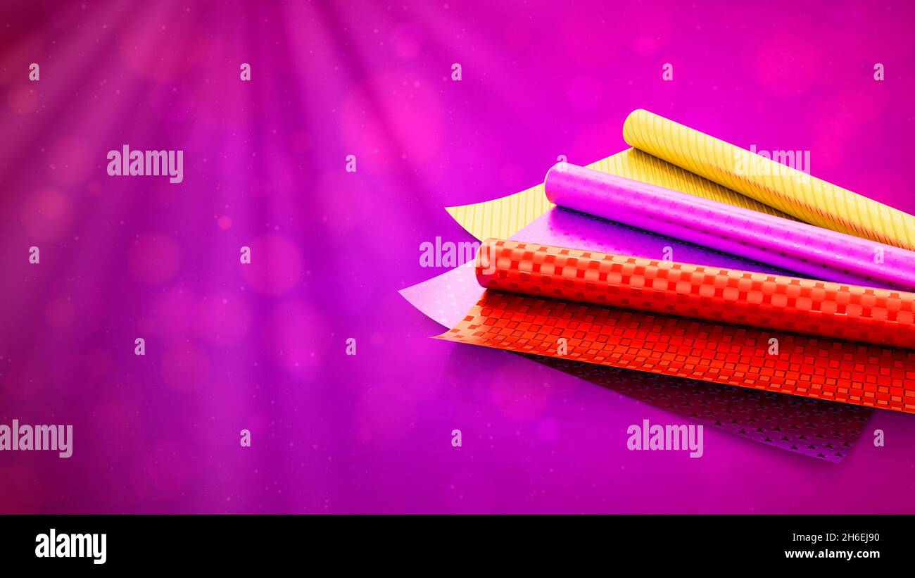 beautiful present wrapping on vivid backdrop - abstract 3D illustration ...