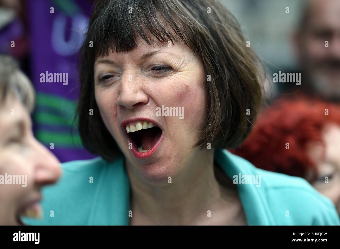 TUC leader Frances O'Grady at the Camden Housing picket line in London ...