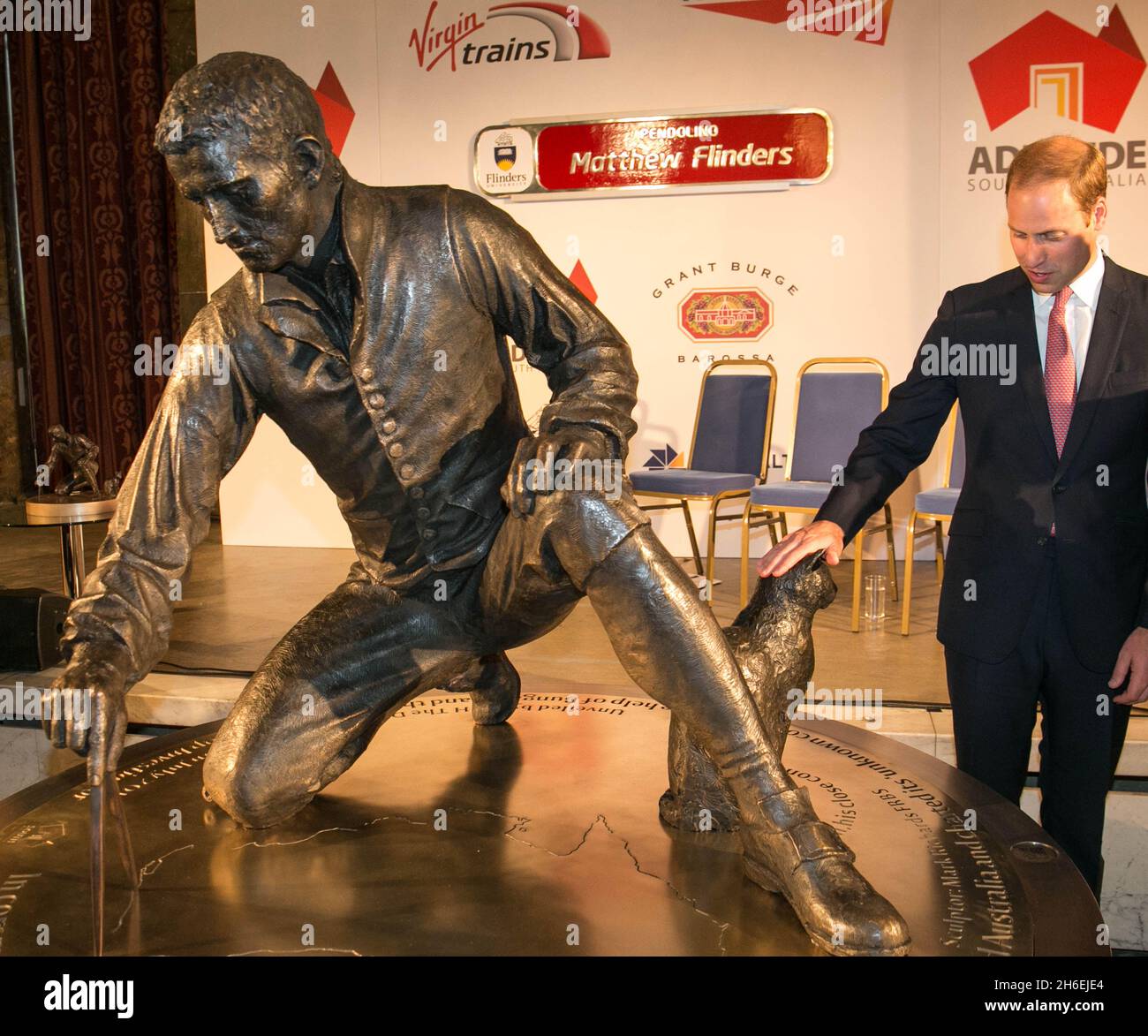 HRH the Duke of Cambridge unveiling a commemorative statue of legendary ...