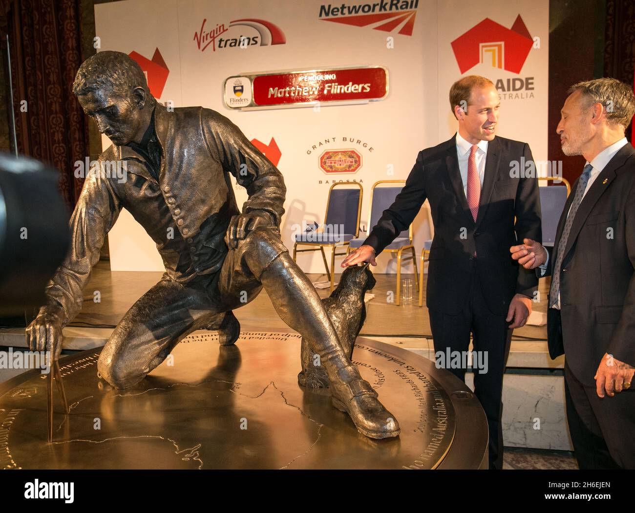 HRH the Duke of Cambridge unveiling a commemorative statue of legendary ...