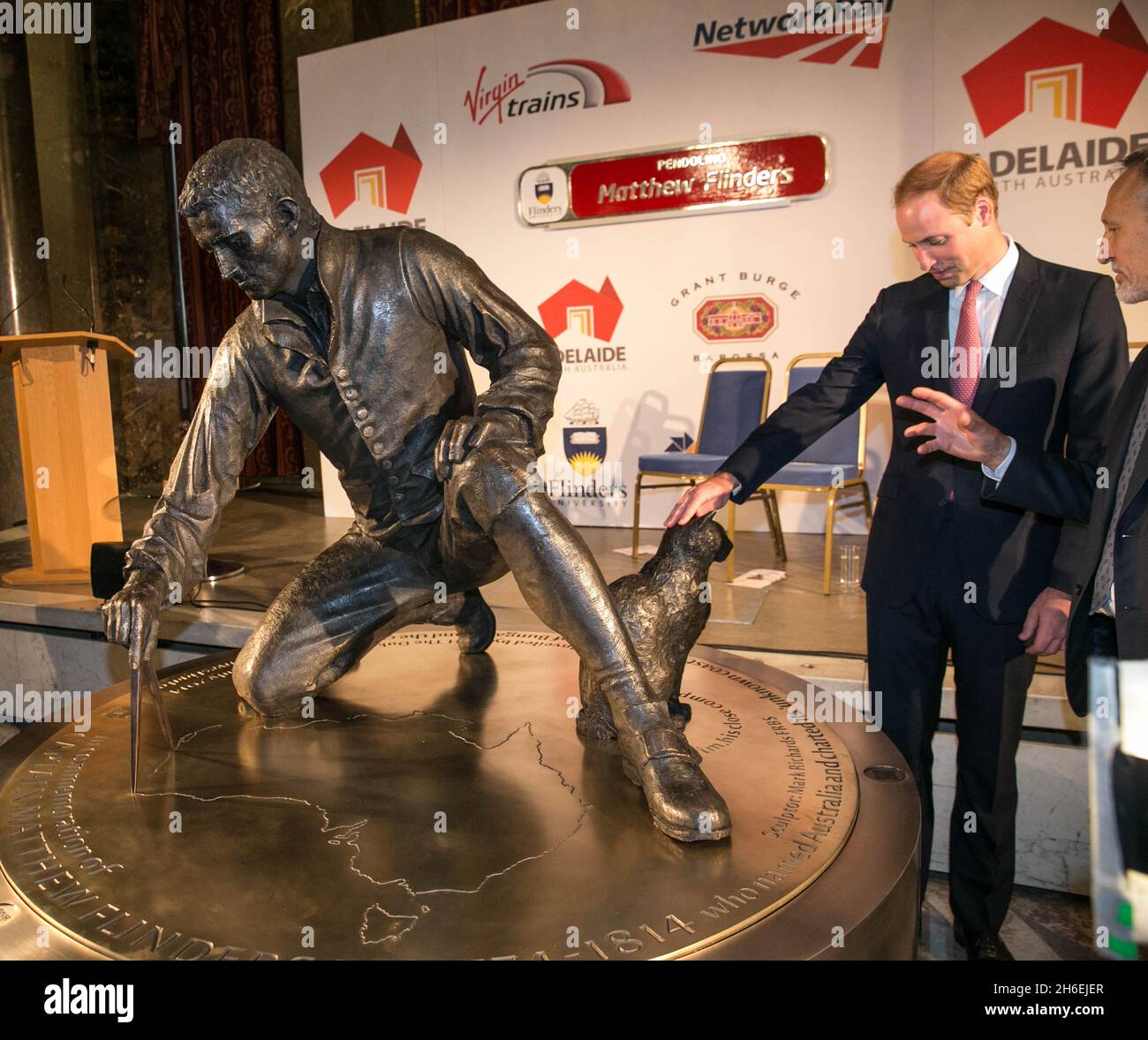 HRH the Duke of Cambridge unveiling a commemorative statue of legendary ...