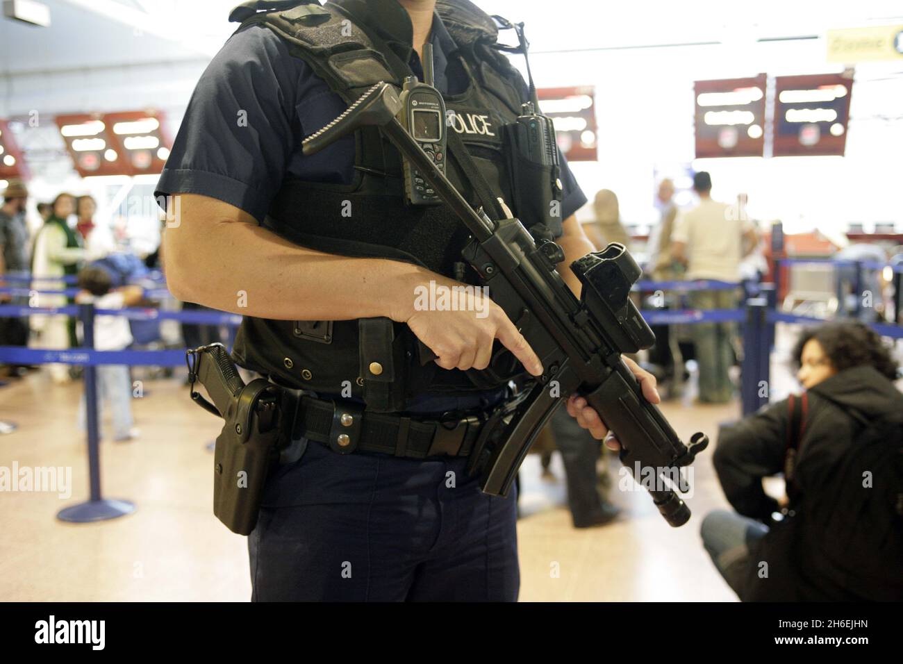 File Photo of armed police officers at Heathrow Airport in London Stock ...