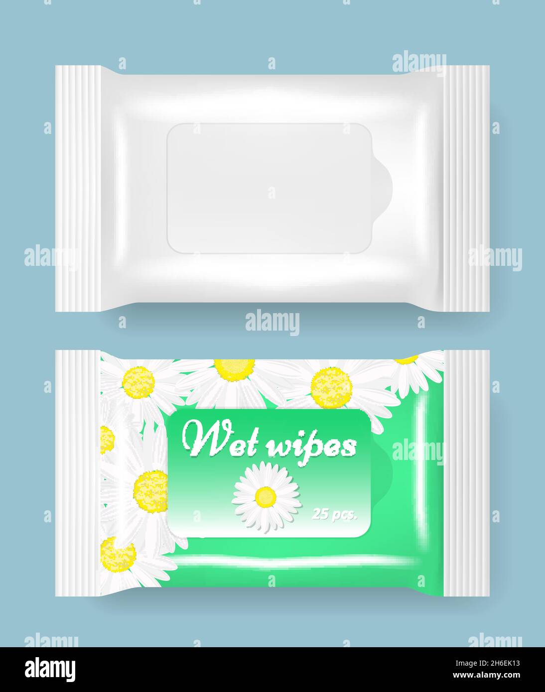 Wet tissue packaging realistic mockup set isolated vector illustration ...