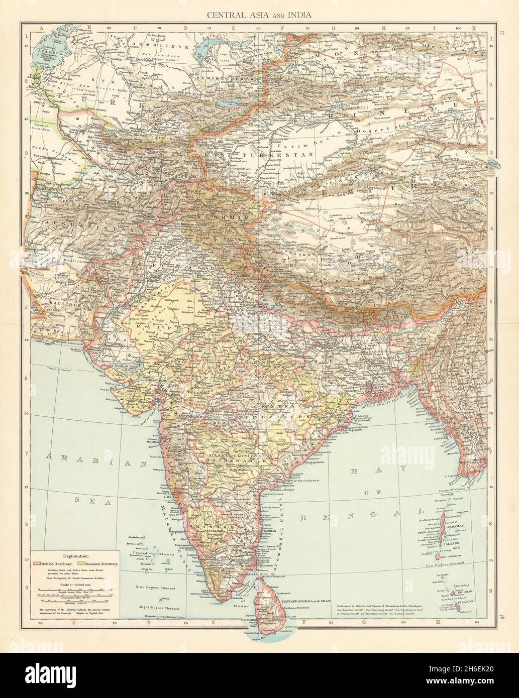 South & Central Asia. British India. Tibet China Russia. THE TIMES 1895 ...