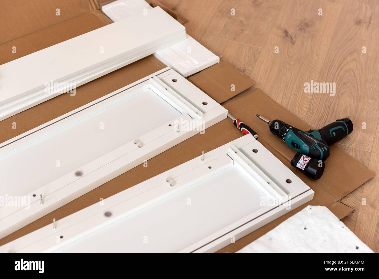 Furniture for self-assembly. The process of installation a furniture in ...