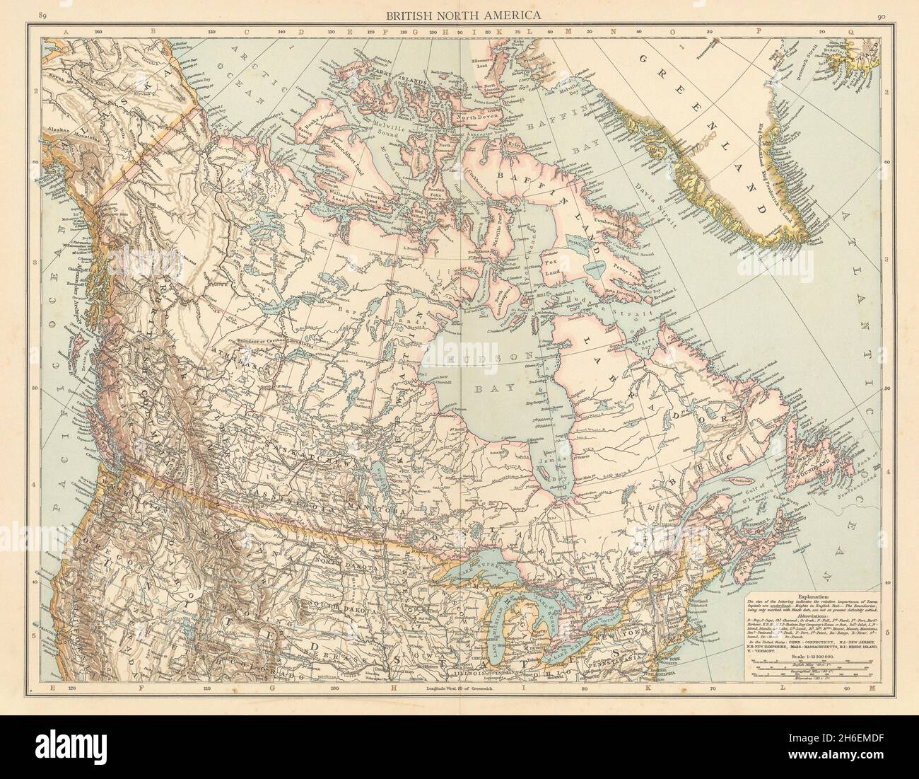 British North America. Canada. THE TIMES 1895 old antique map plan ...