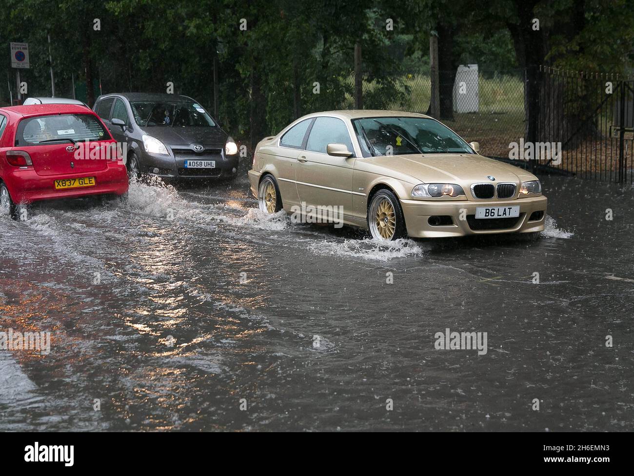 A flooded road in Leytonstone in East London as forecasters are tonight ...