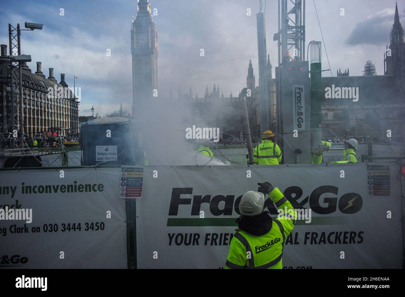 Protestors set up a 10m high mock oil rig and drill in Parliament ...