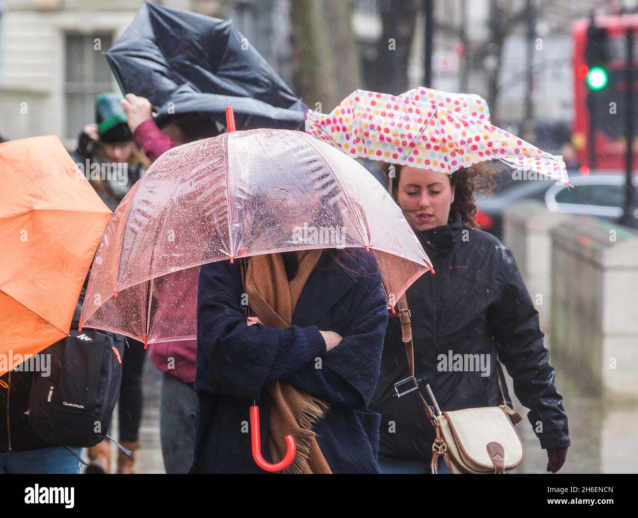 Wind and rain in central London this afternoon Stock Photo - Alamy