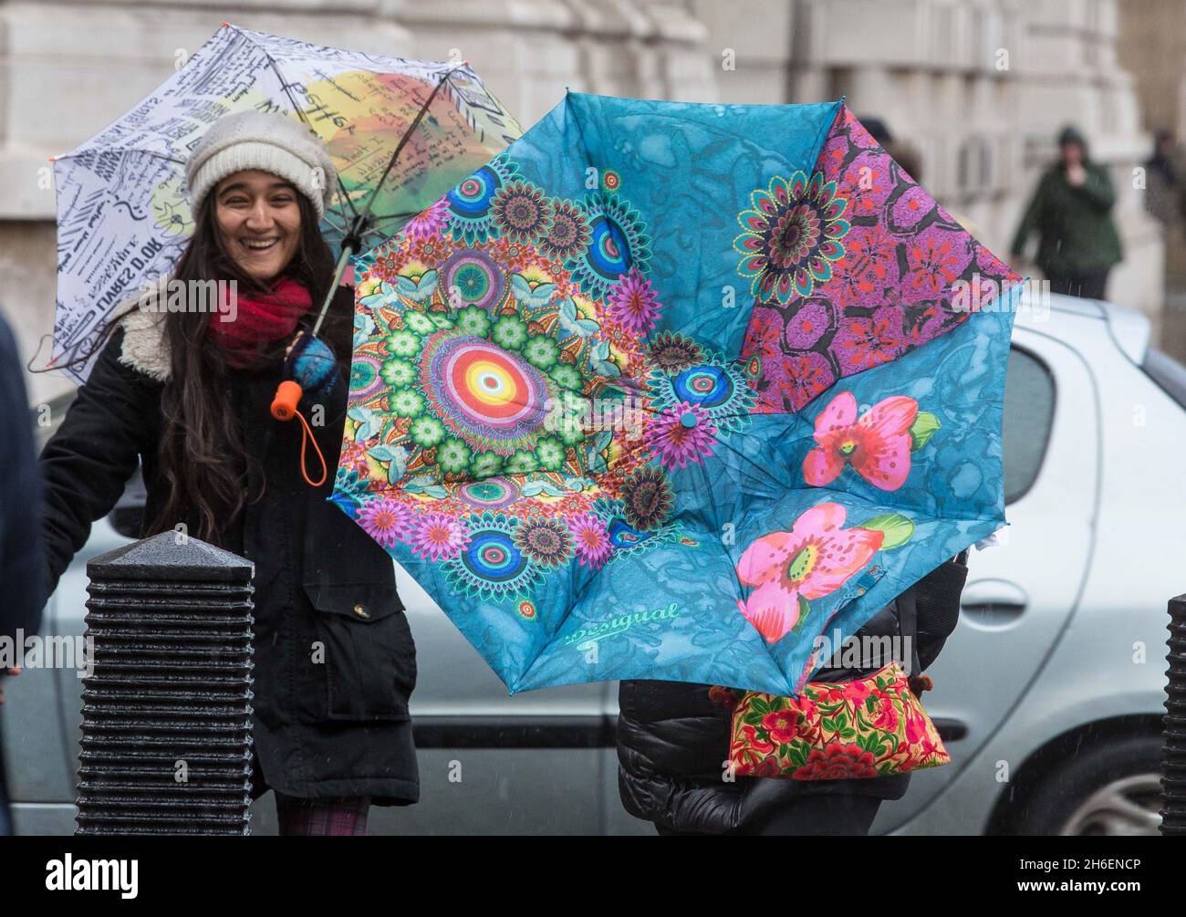 Wind and rain in central London this afternoon Stock Photo - Alamy