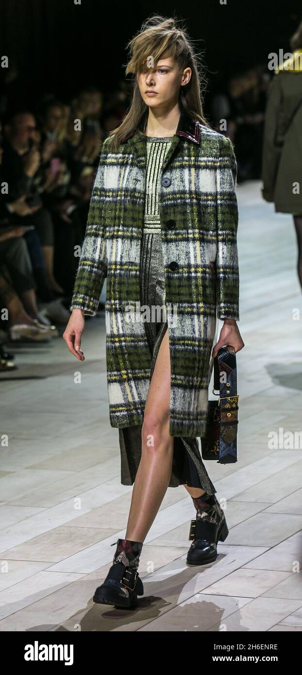 Models on the catwalk during the Burberry Autumn/Winter 2016 London ...