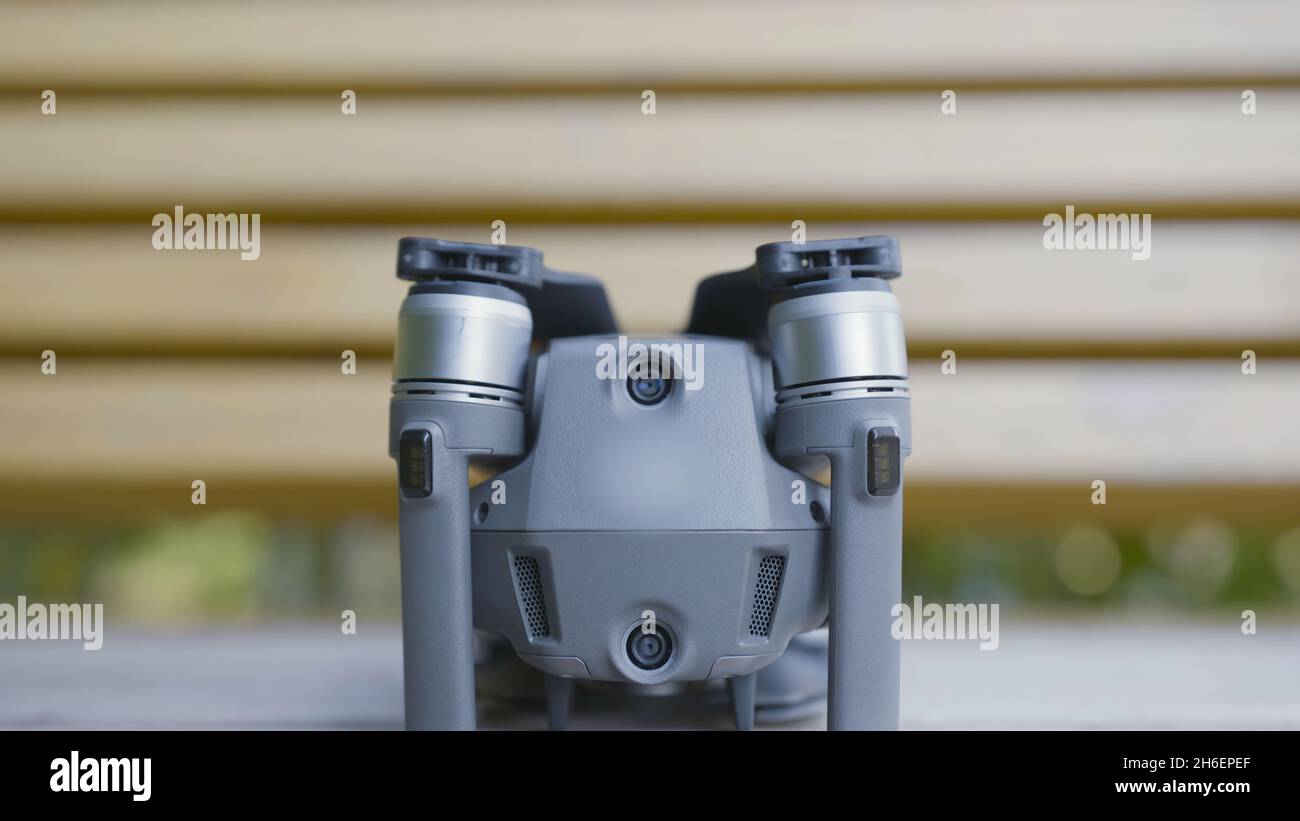 Compactly folded drone. Action. Simple and practical design of folded ...