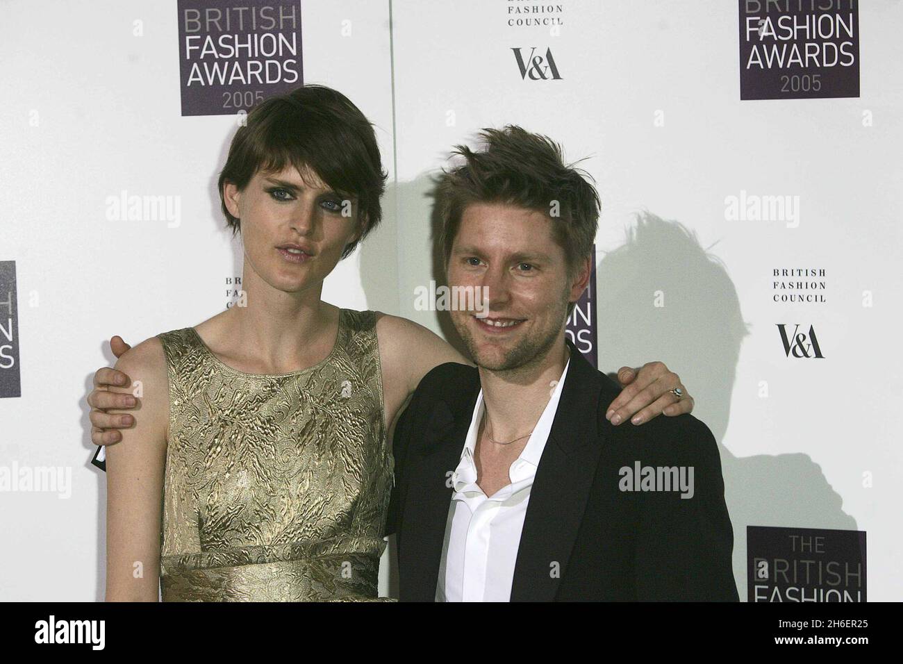 Stella Tennant with designer of the year Christopher Bailey at the ...