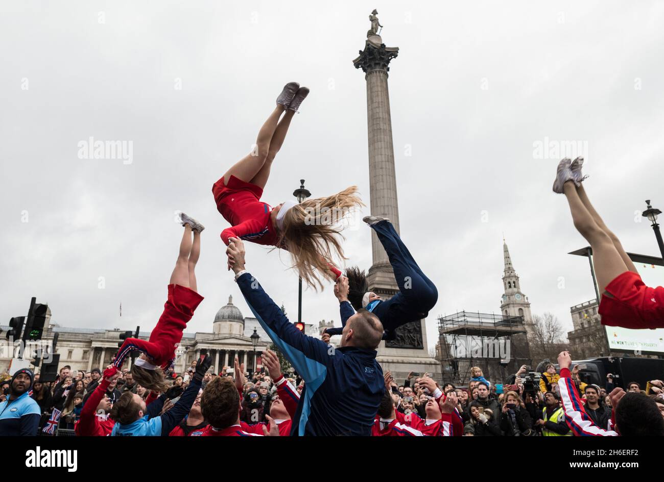 Cheerleaders and performers take part in the London New Year's Day ...