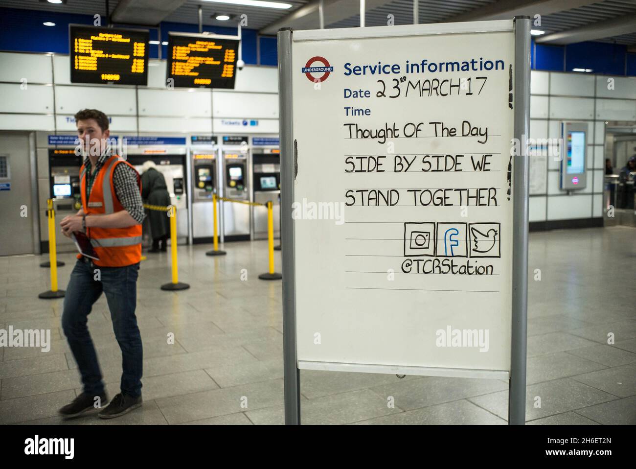 Messages appeared on the Quote of the Day boards in Underground station ...