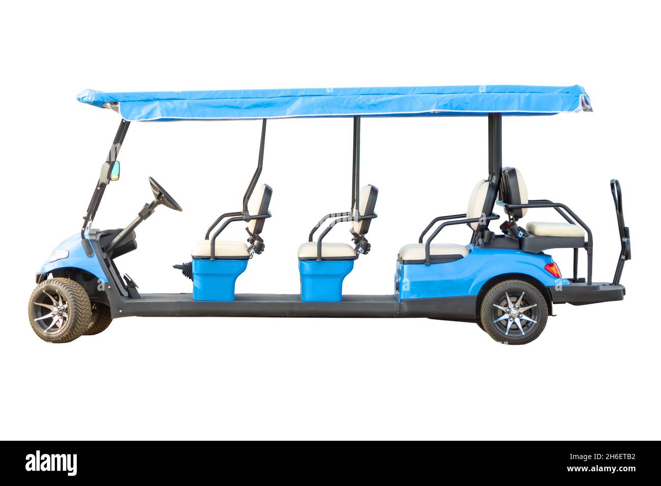 Blue Golf cart or electric, side view isolated on white background ...