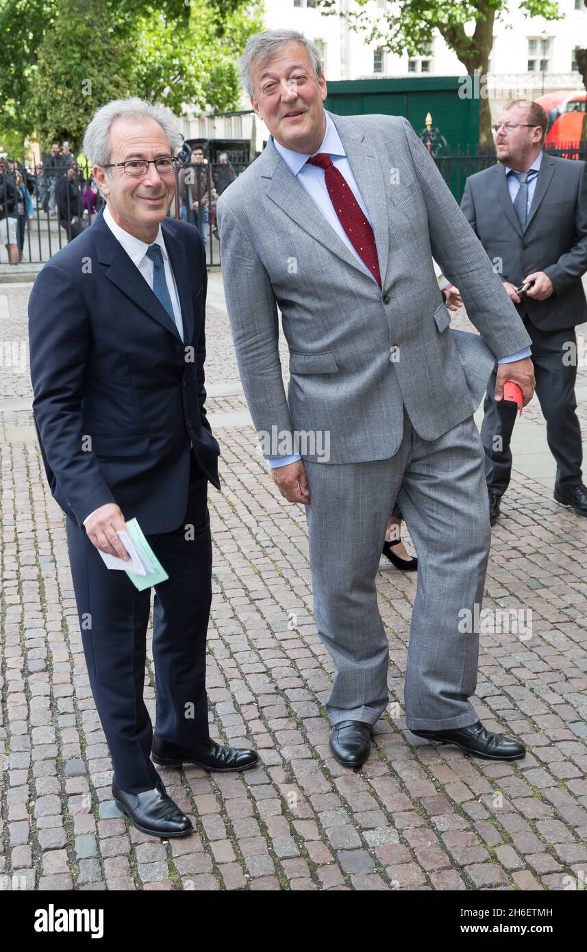 Stephen Fry and Ben Elton attends Ronnie Corbett memorial service held ...
