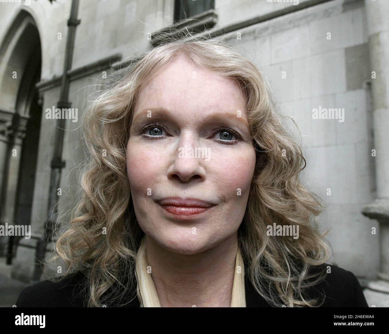 Actress Mia Farrow arrives at the High Court in London to give evidence ...