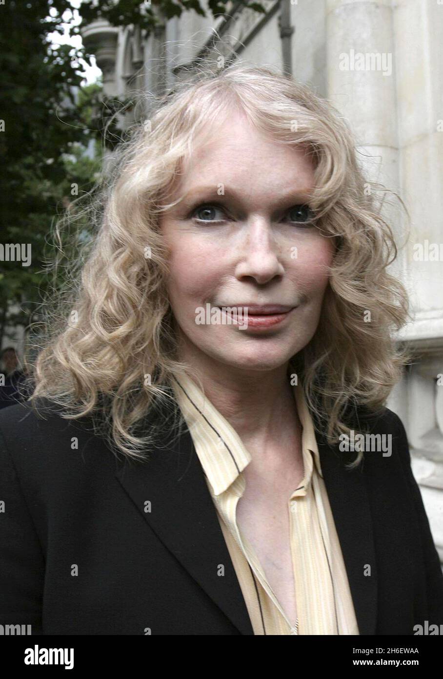 Actress Mia Farrow arrives at the High Court in London to give evidence ...
