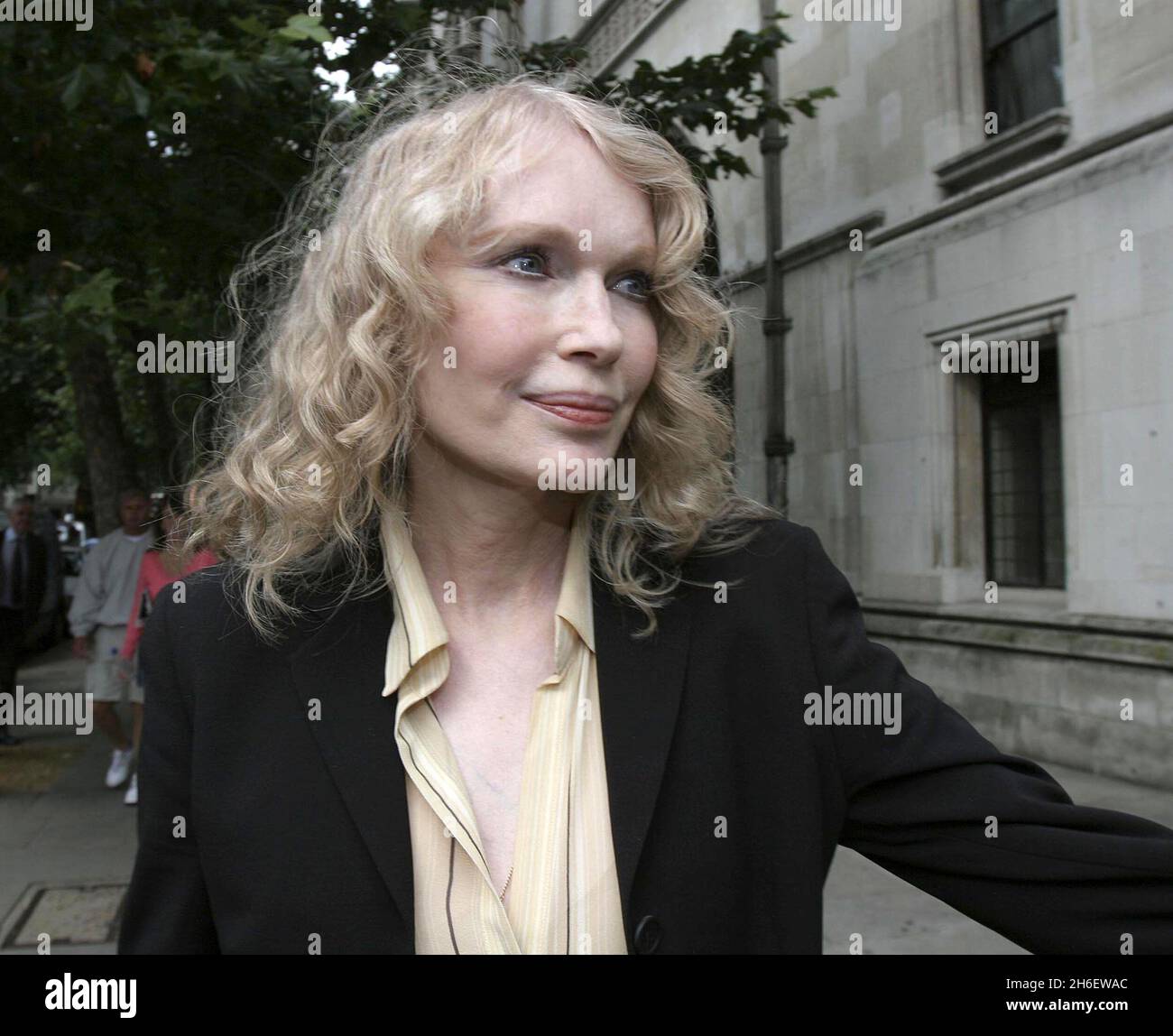 Actress Mia Farrow arrives at the High Court in London to give evidence ...