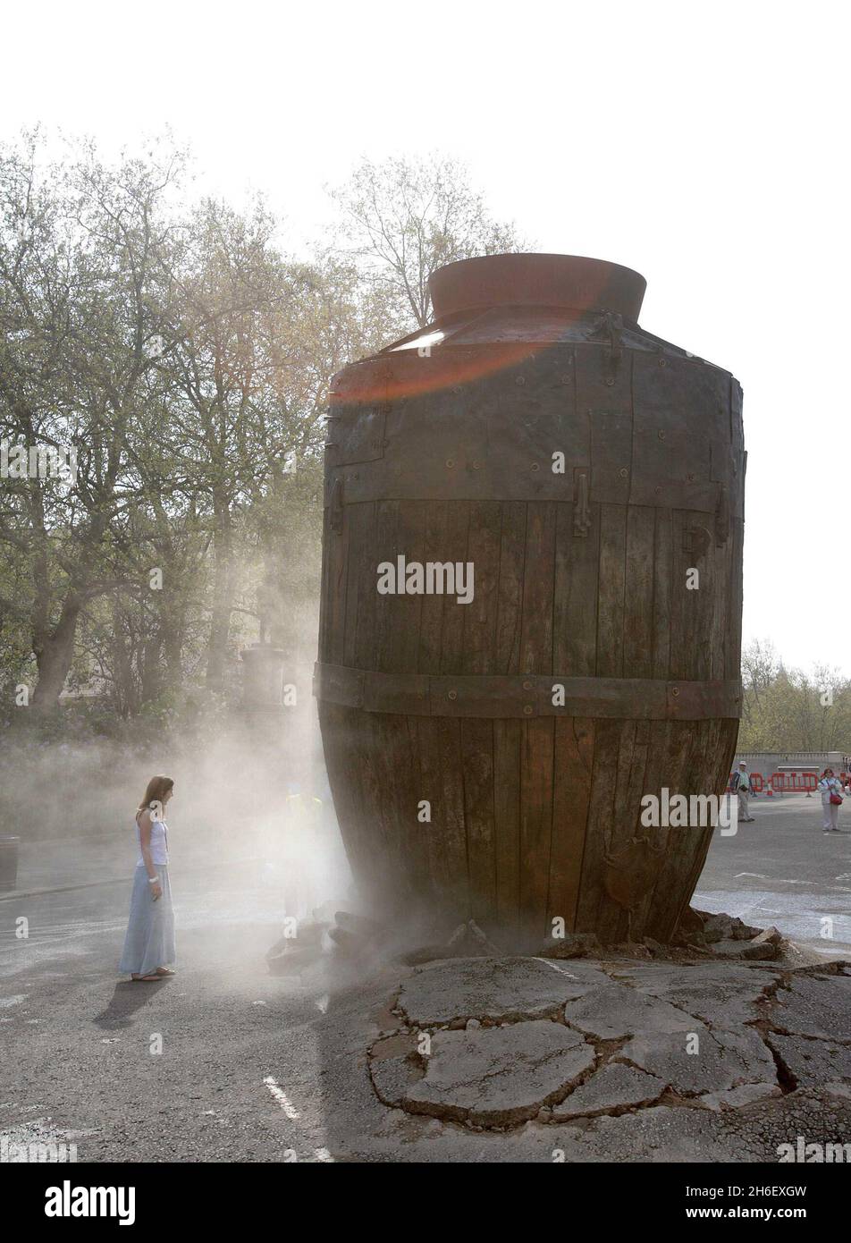 A giant smoking rocket was buried in the street in Waterloo place ...