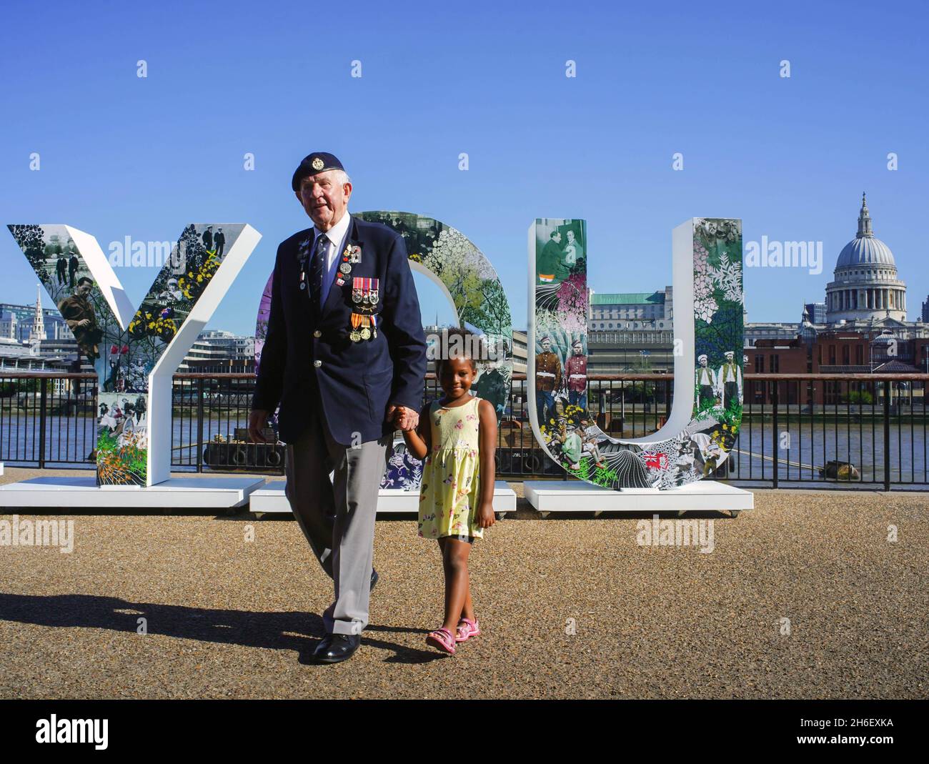 85 year old Veteran Tom Weatherall and 5 year old Maraki Tewodros view ...