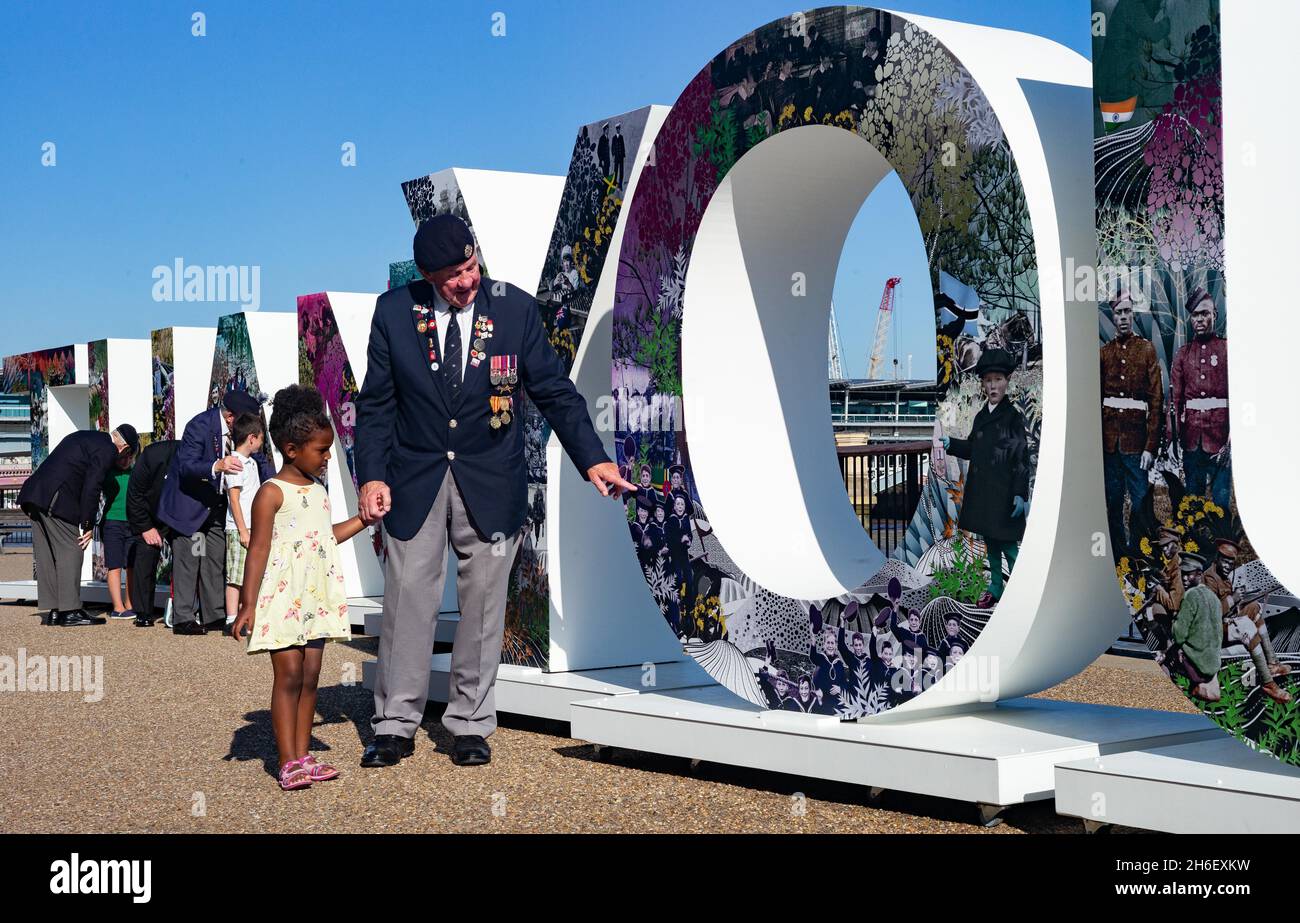 85 year old Veteran Tom Weatherall and 5 year old Maraki Tewodros view ...