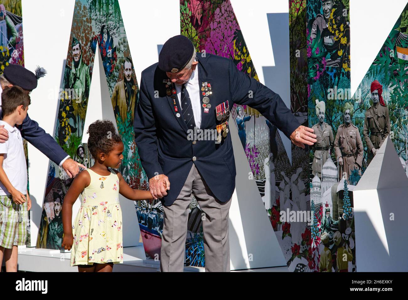 85 year old Veteran Tom Weatherall and 5 year old Maraki Tewodros view ...