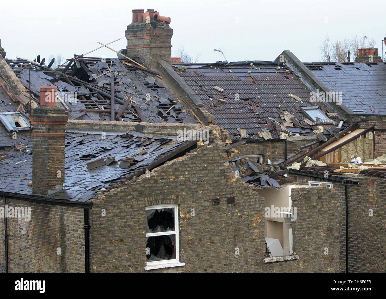 Damaged houses on Chamberlayne Road in Kensal Rise , North West London ...