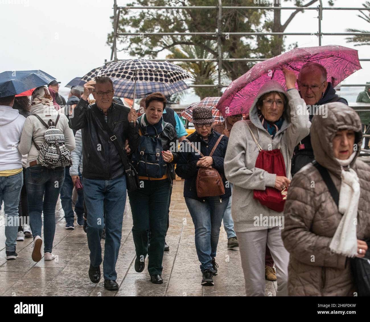Tourists in Palma, Majorca endure rain and gusts of wind up to 40 mph ...