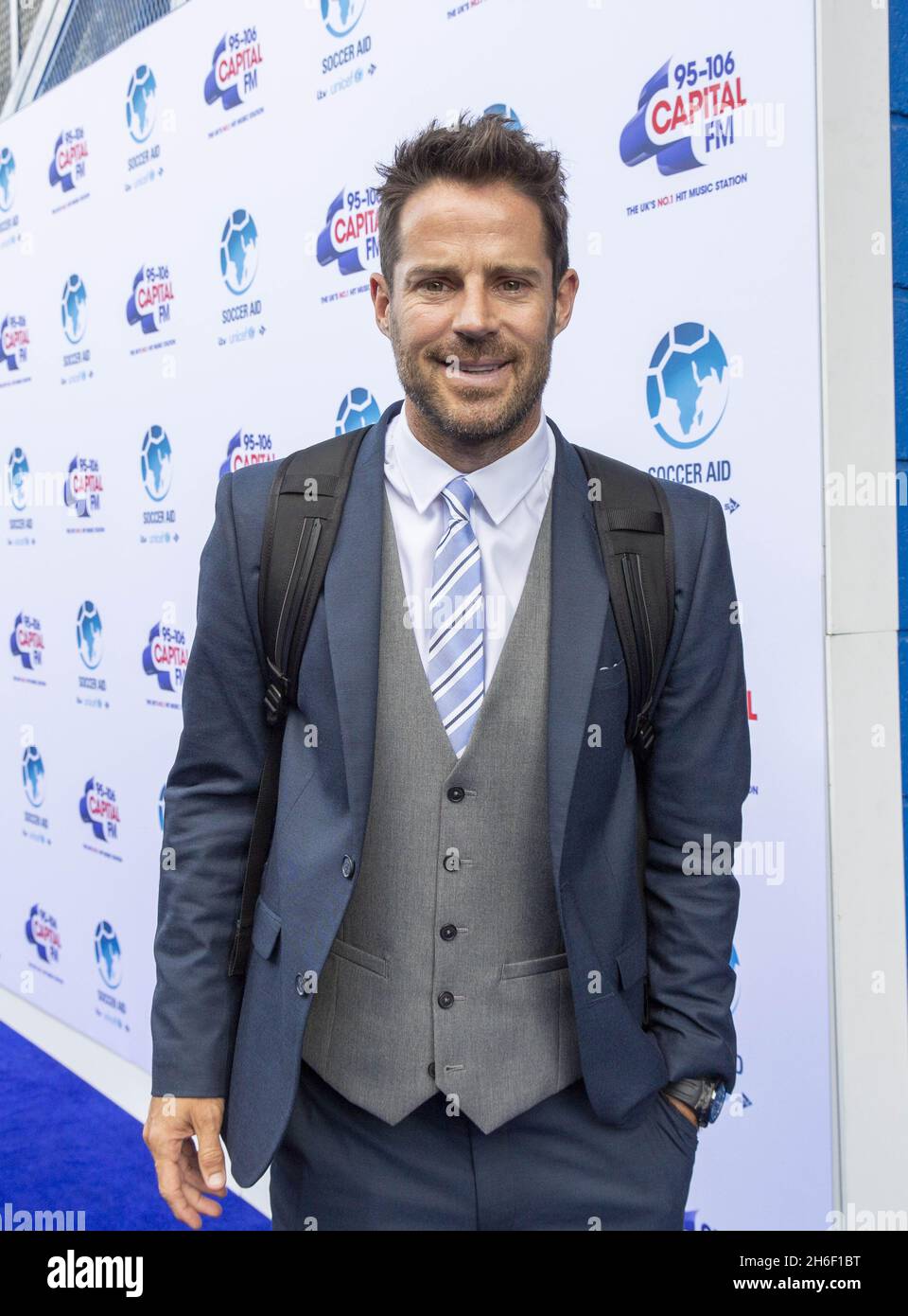 Jamie Redknapp arriving for the Soccer Aid charity football match at ...
