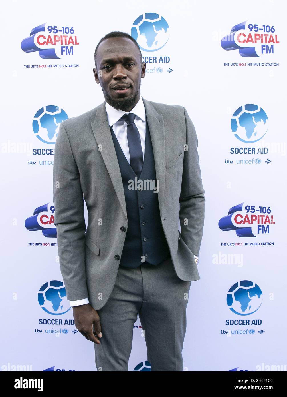 Usain Bolt arriving for the Soccer Aid charity football match at ...