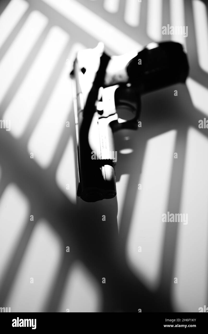 Automatic 9mm pistol gun crime thriller book cover design photo Stock ...