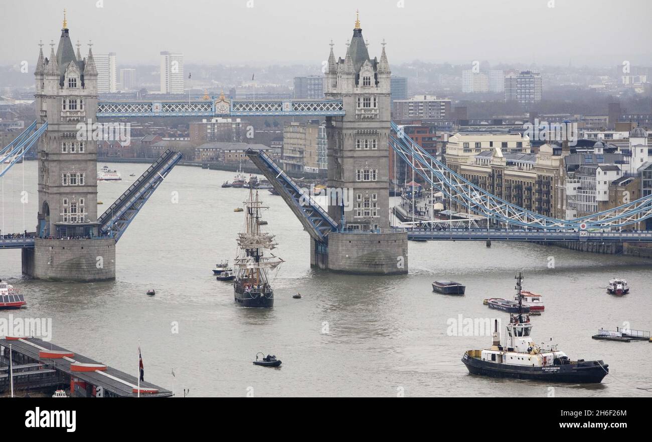 'The Zong' a replica 18th century wooden Slave ship sailed down the ...