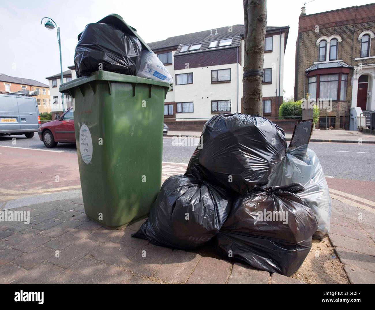 Dustbins and rubbish are pictured in east London today, April 27, 2007 ...
