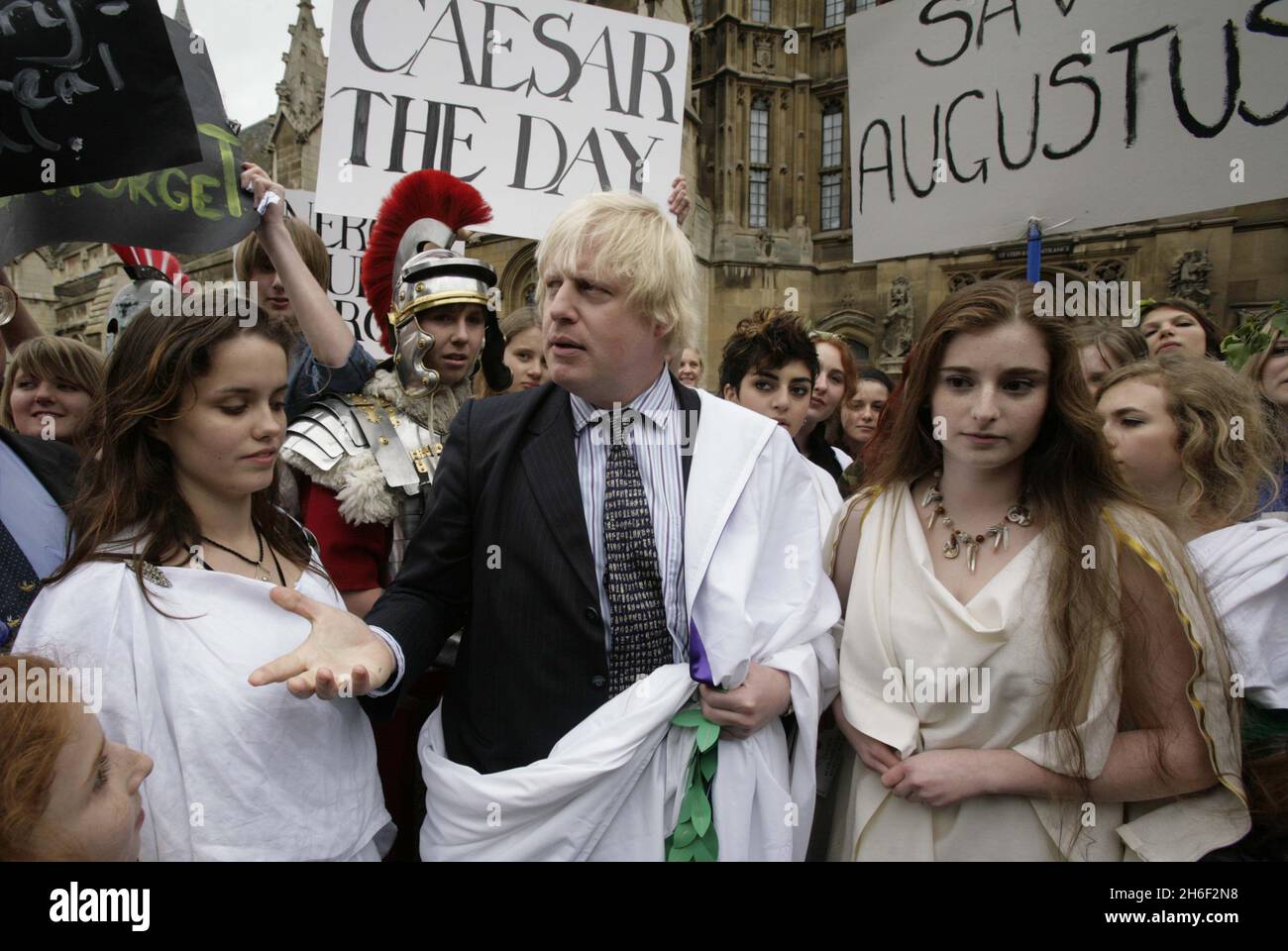 Boris Johnson MP addresses a group of sixth form students from schools ...