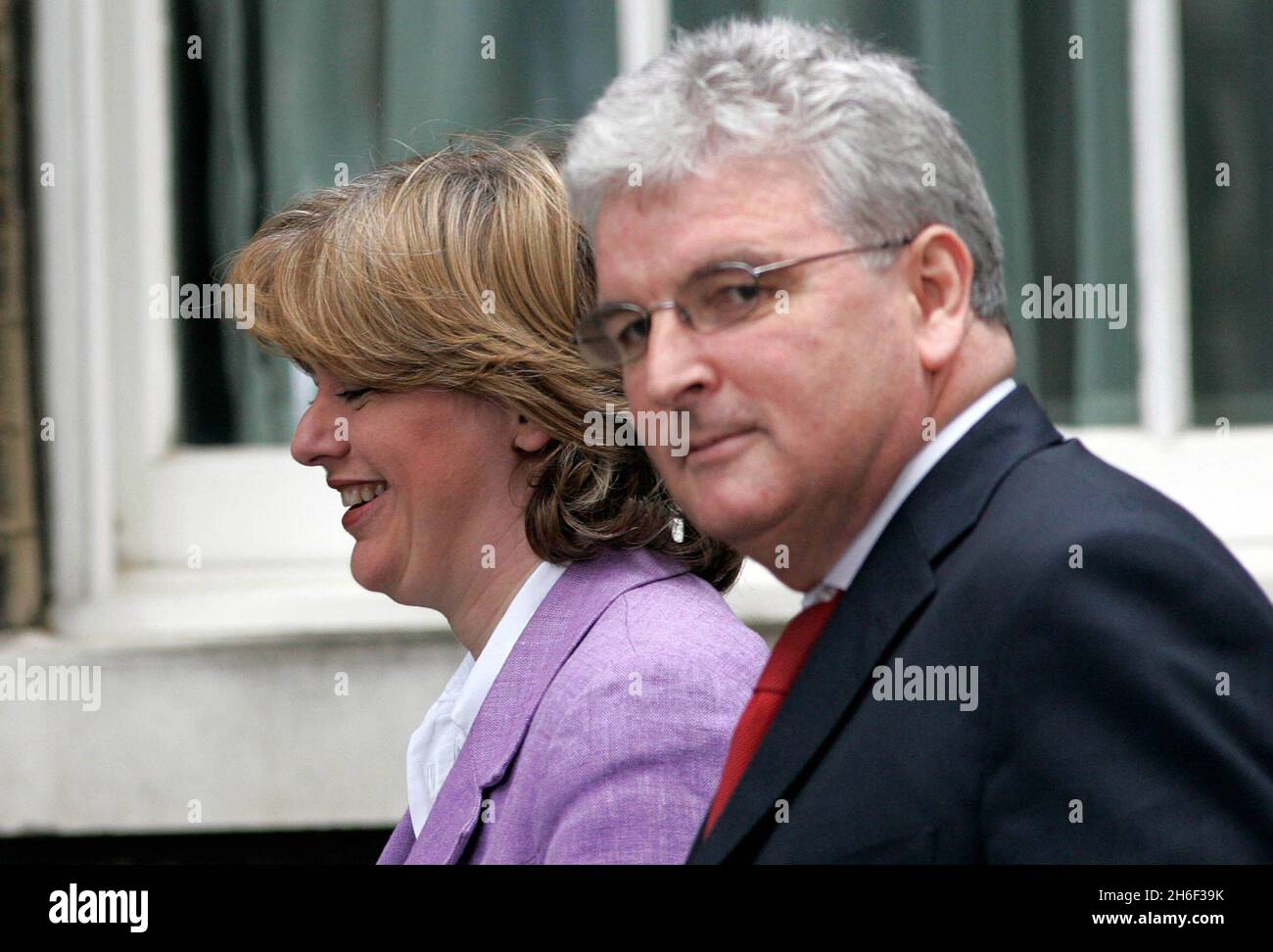 Ruth Kelly and Des Brown pictured in Downing Street this afternoon ...