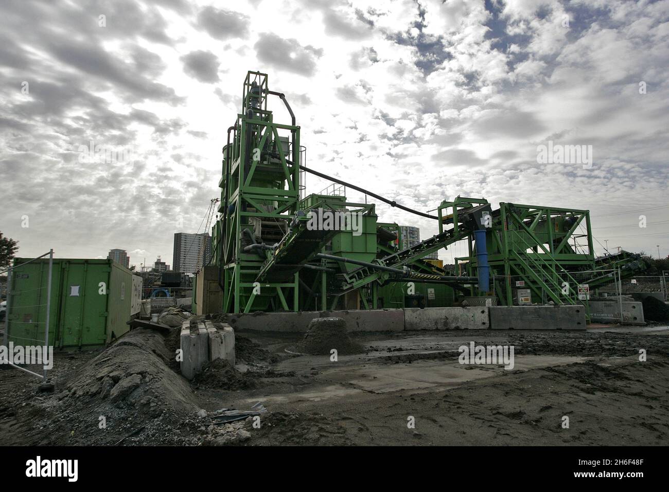A giant mud cleaning machine at work on the Olympic 2012 site in ...