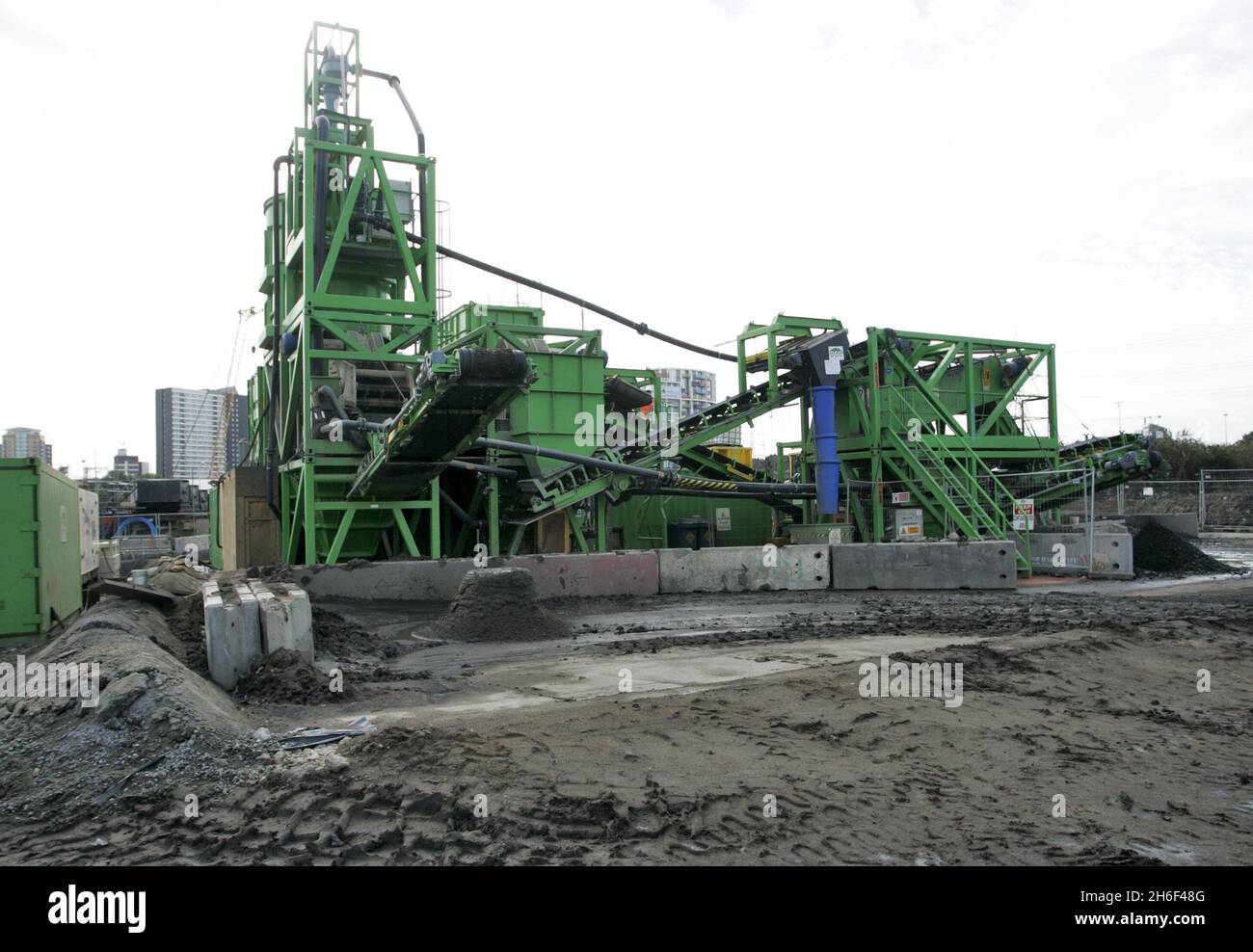 A giant mud cleaning machine at work on the Olympic 2012 site in ...
