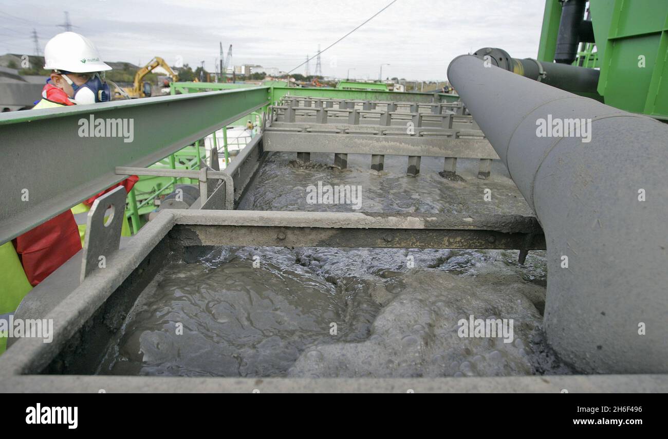 A giant mud cleaning machine at work on the Olympic 2012 site in ...